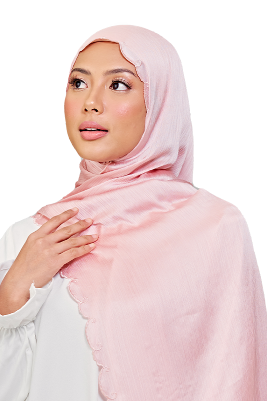 Sulam Melor Scarf in Candy Pink