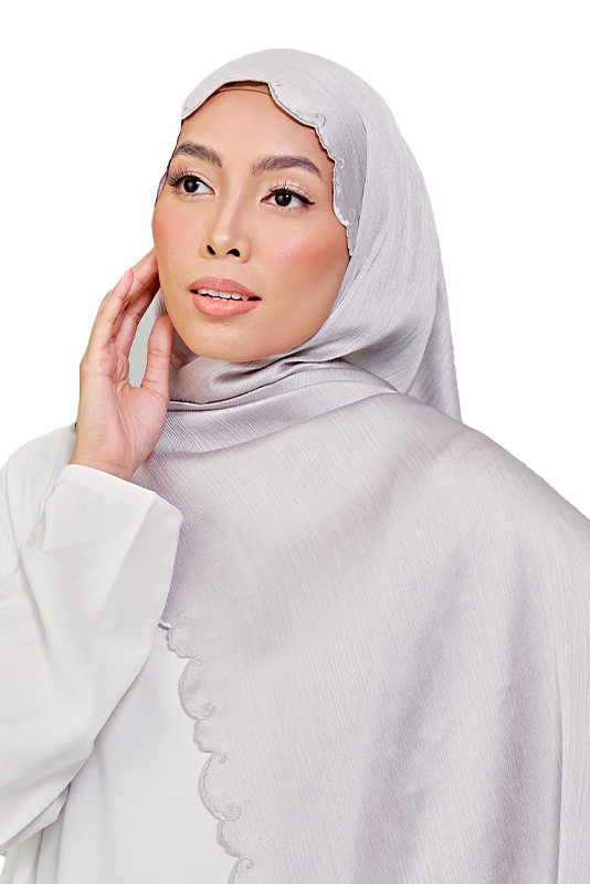 Sulam Melor Scarf in Cloudy Grey