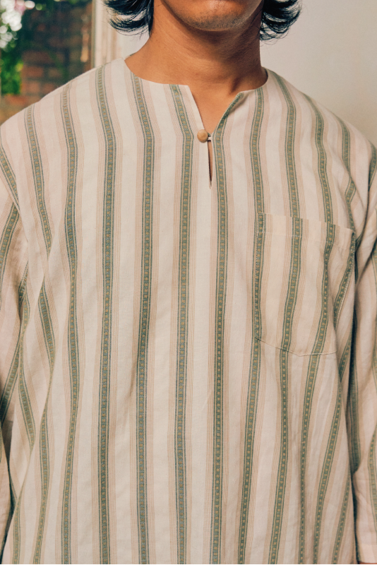 UMMA Indera Kurta Bakawali Raya 2024 in Olive Stripe