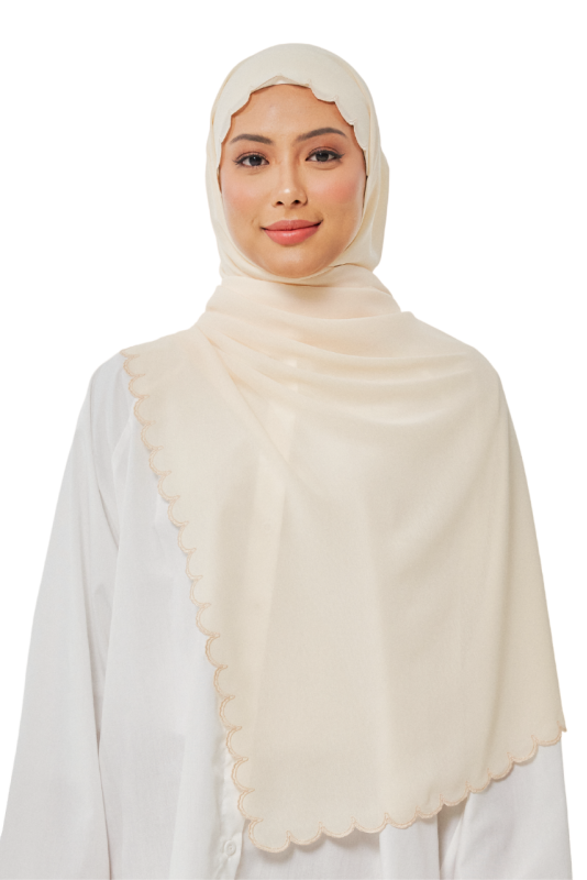Sulam Delima Scarf in Antique Cream